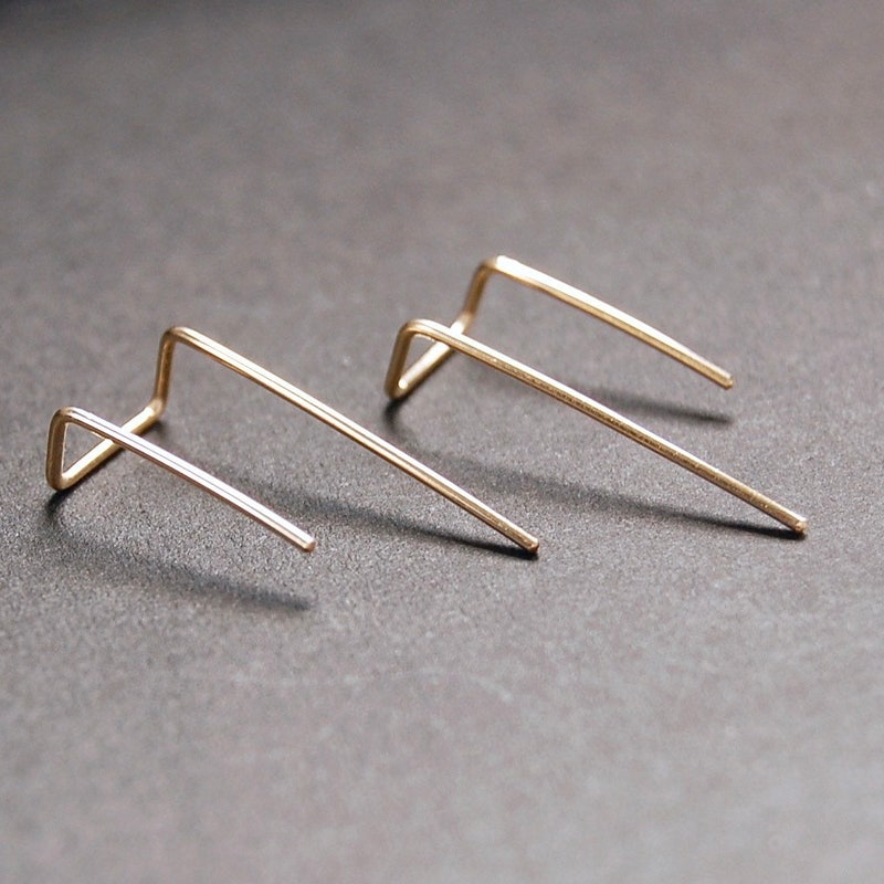 Gold Staple Earrings - Etsy