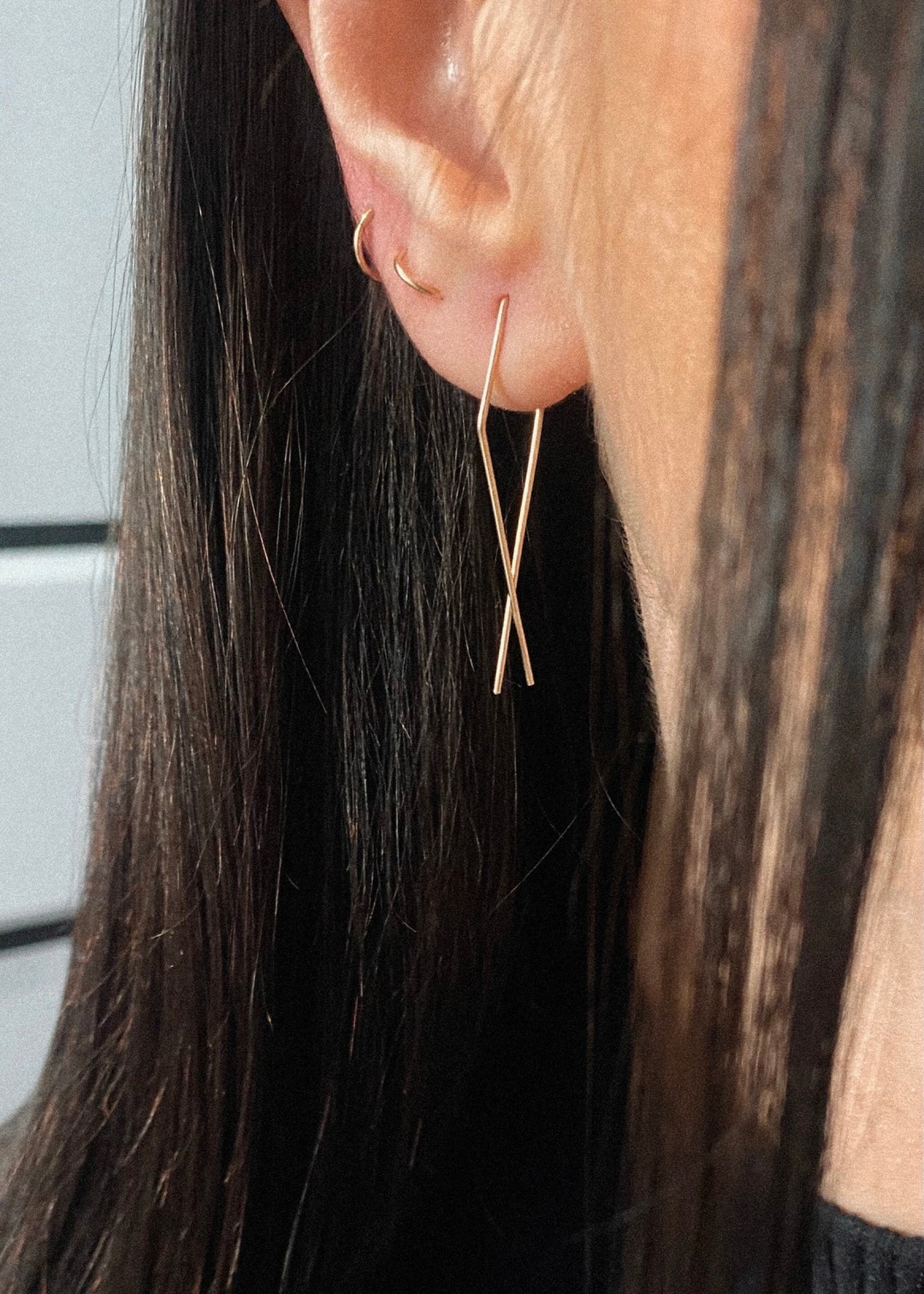 Long Kite Earrings - Kite Hoop Earrings, Diamond Shaped Earrings, Gold ...