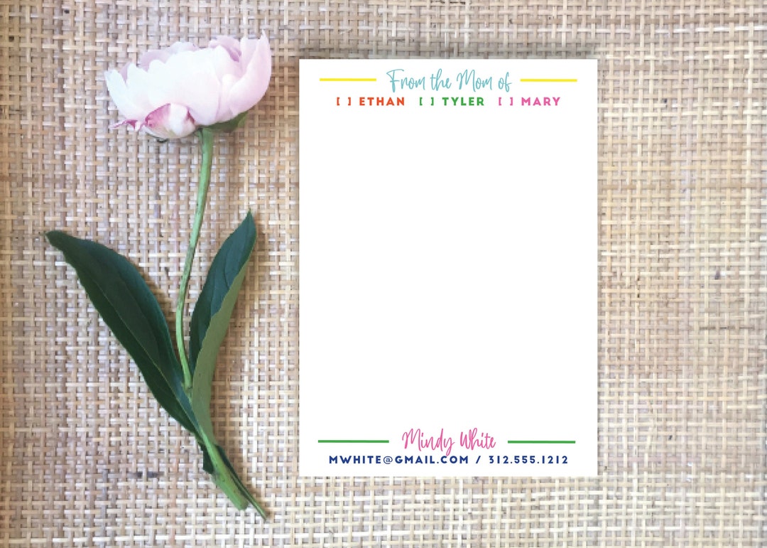 Colorful Personalized Family Notepad | From the Mom of Note Pad ...