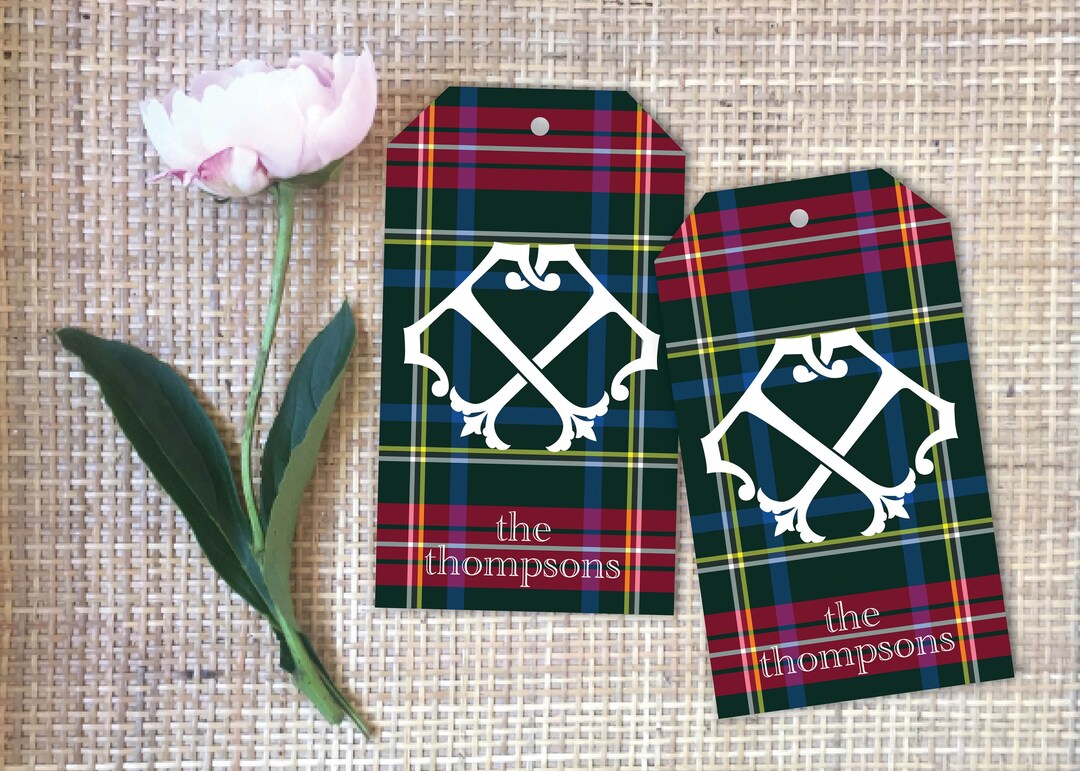 Tartan Vintage Monogram - Personalized Holiday Gift Tag | Traditional ...