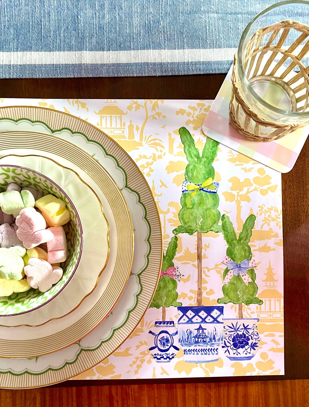 Bunny Topiary Paper Placemats/easter Party Tablescape Kit /spring ...