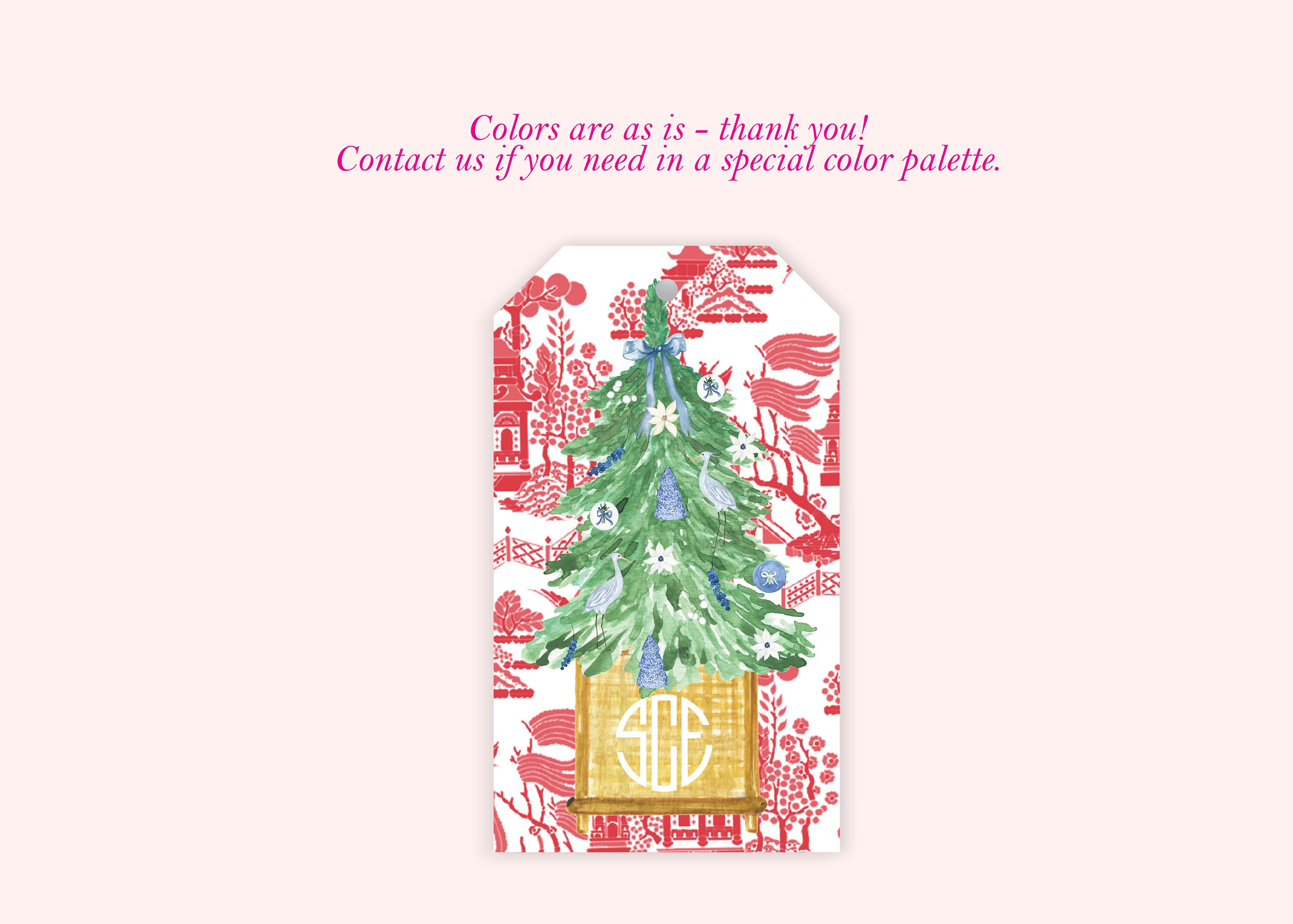 Red Pagoda Toile Watercolor Chinoiserie Christmas Tree - Etsy