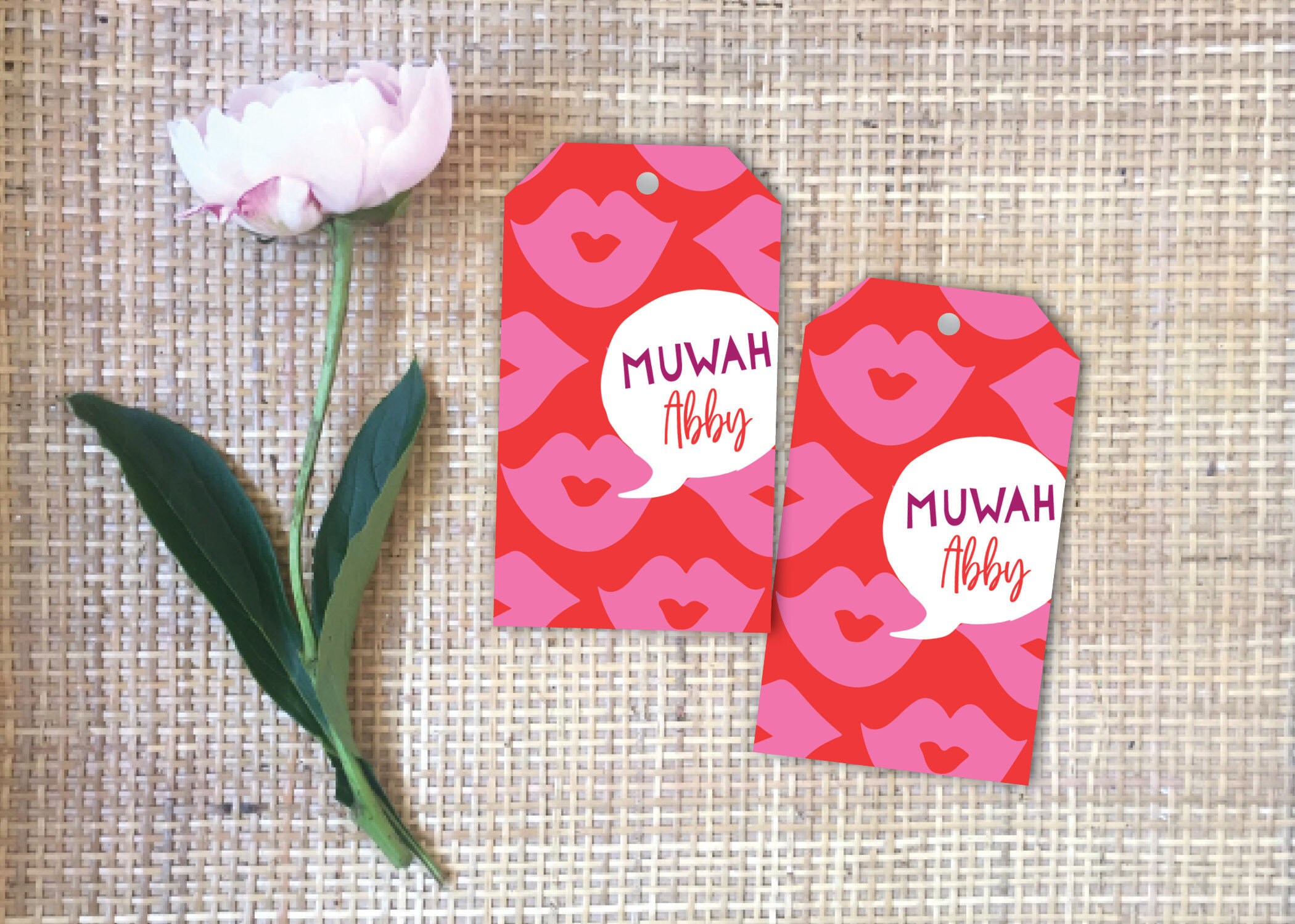 Muwah/Kiss Etiqueta de regalo personalizada/Etiqueta de equipaje ...