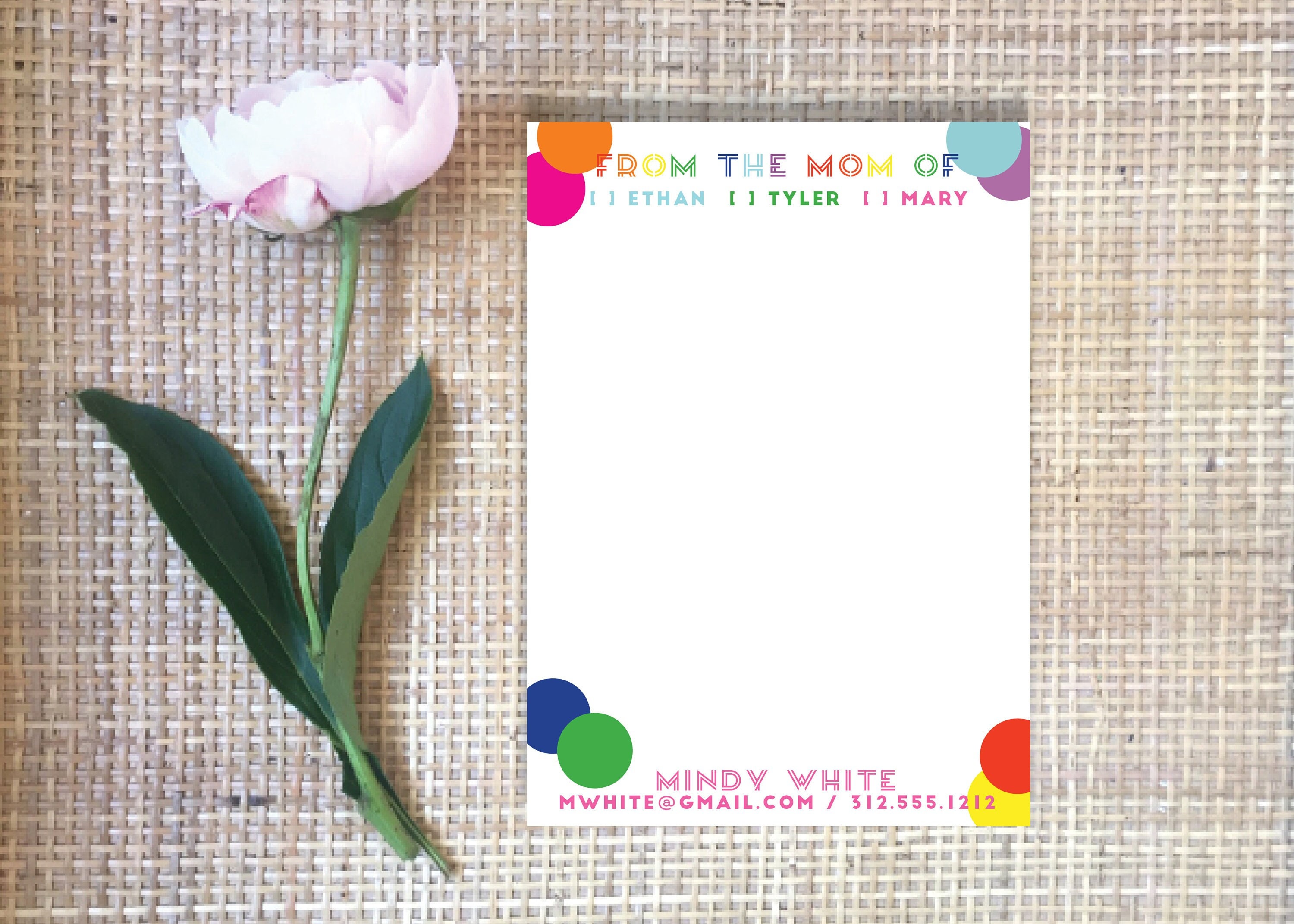 Mom Personalized Family Notepad - Confetti | Mommy Note Pad ...