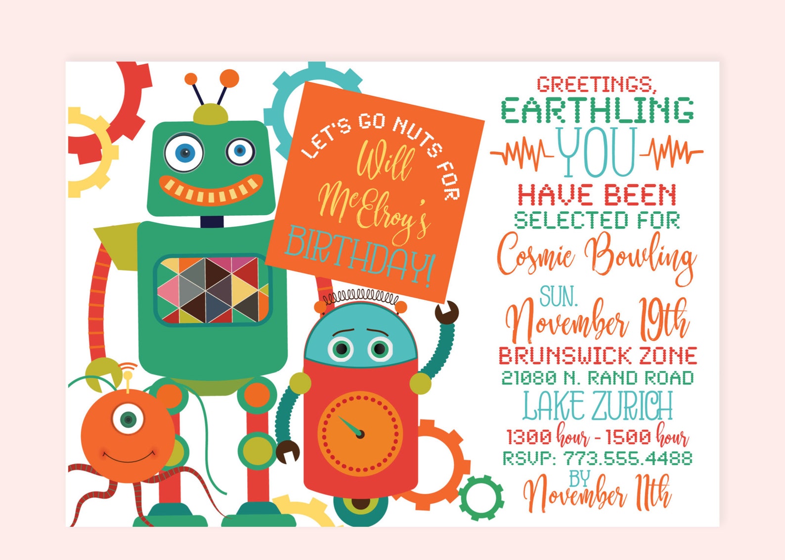Robot Invitation, Robot Birthday Invitations, Robot Party, Robot ...