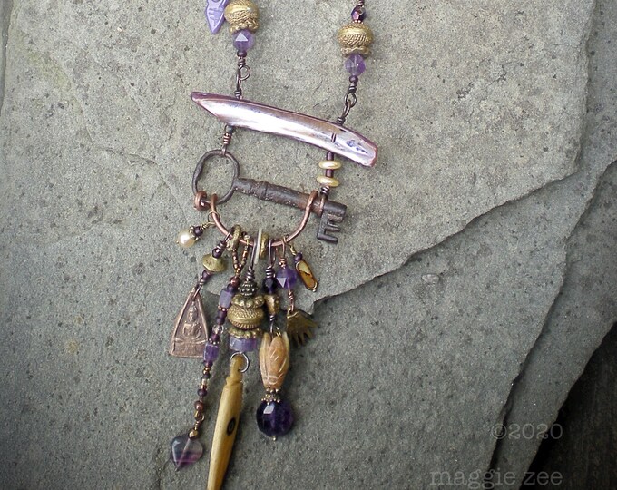 Amethyst Key Amulet Necklace - Etsy