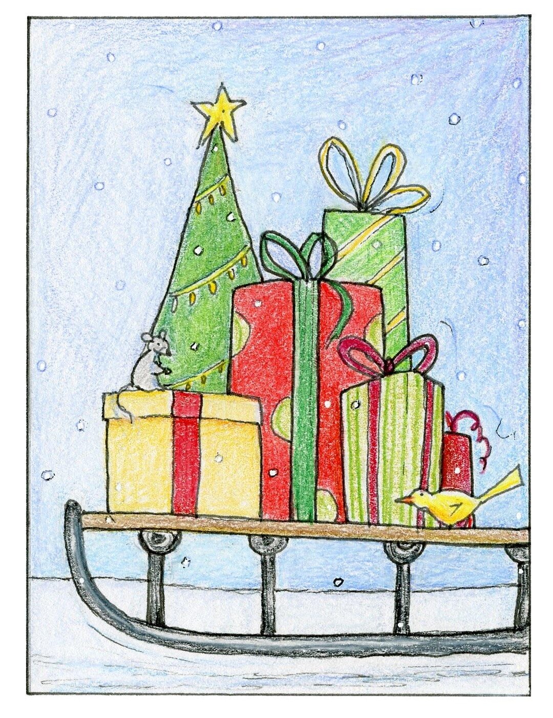 Christmas Sleigh, Blank Greeting Card - Etsy
