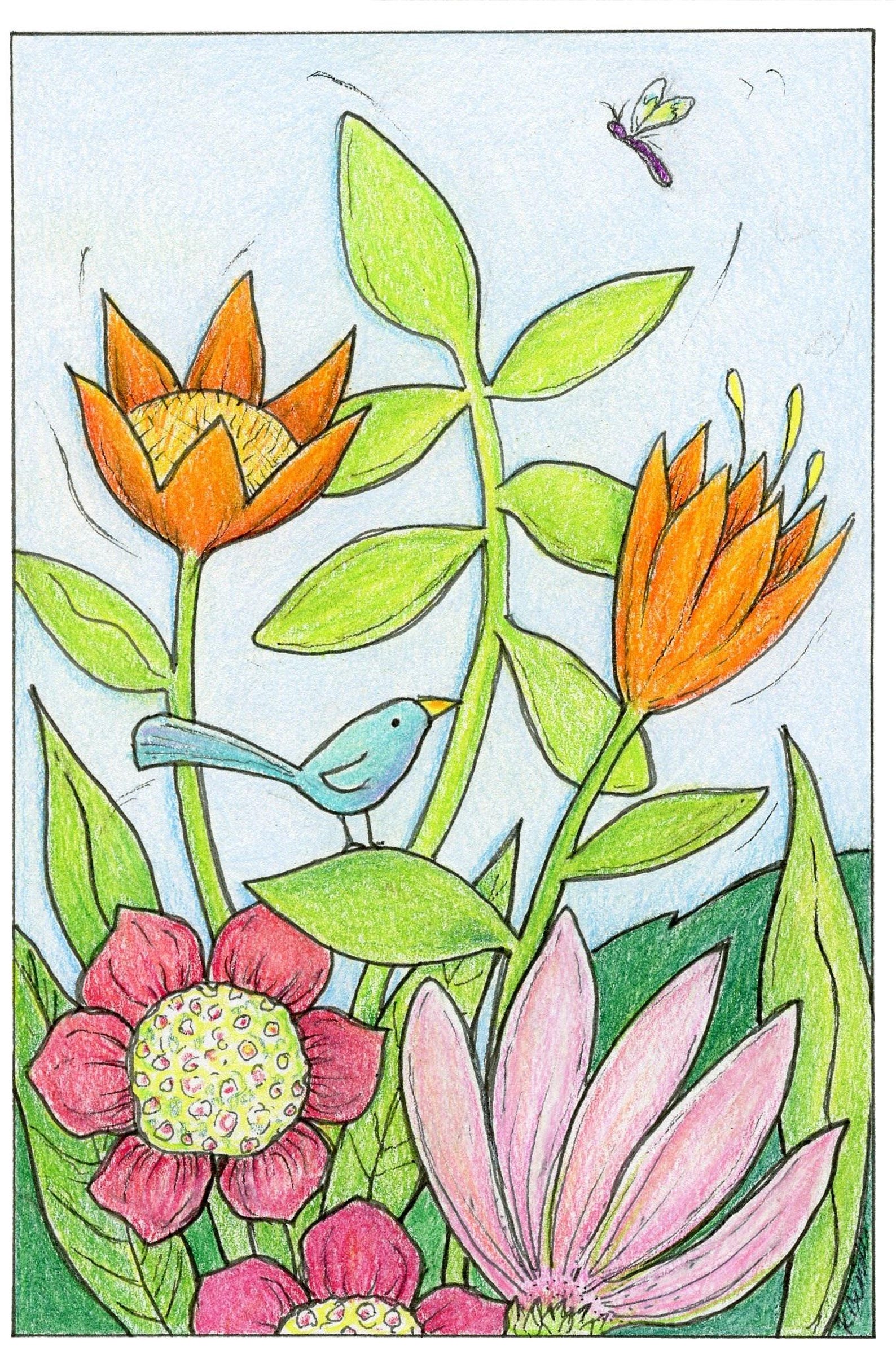 Bird & Bloom, Blank Greeting Card - Etsy