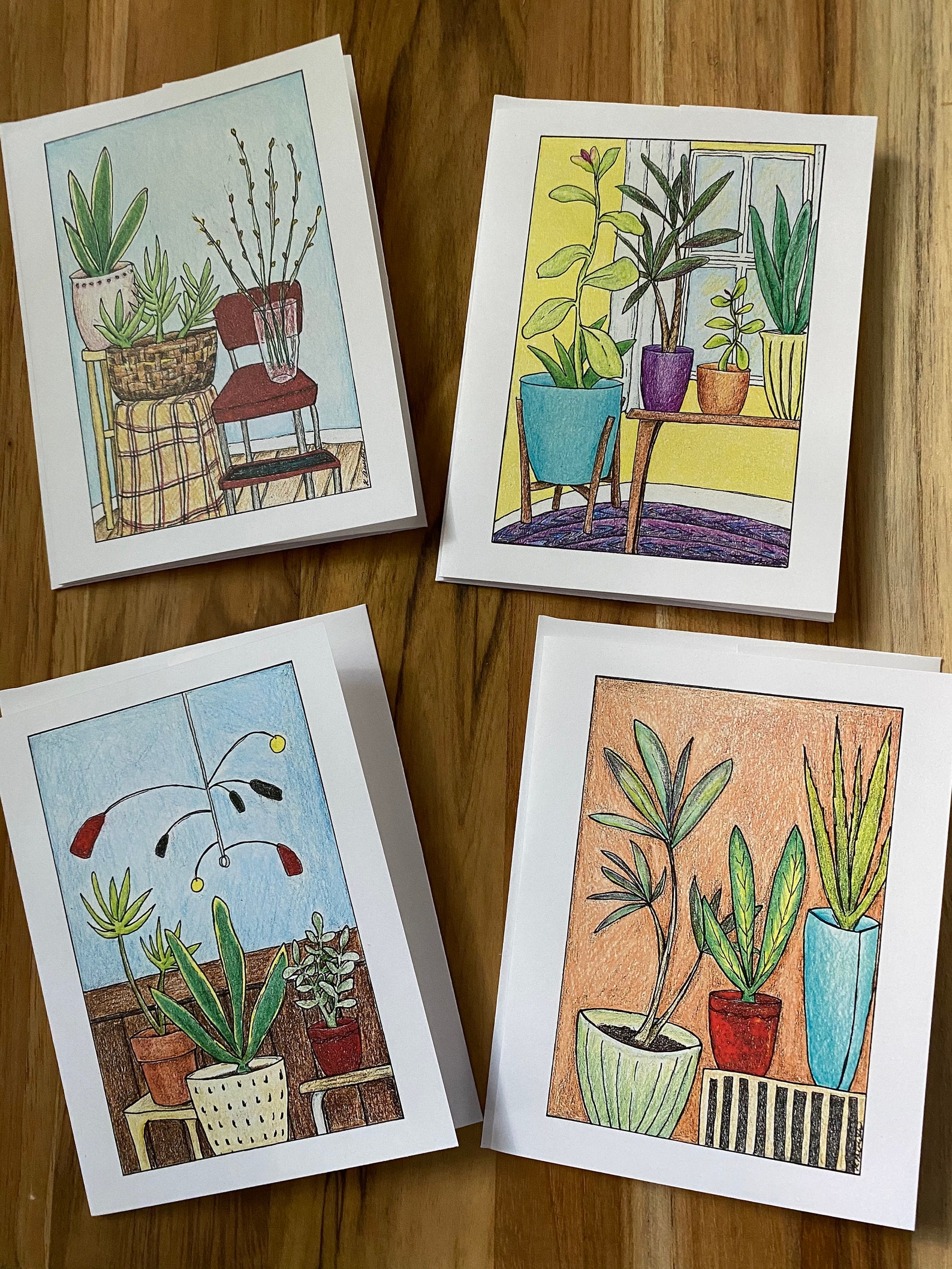 4-pack Plant Notecards - Etsy