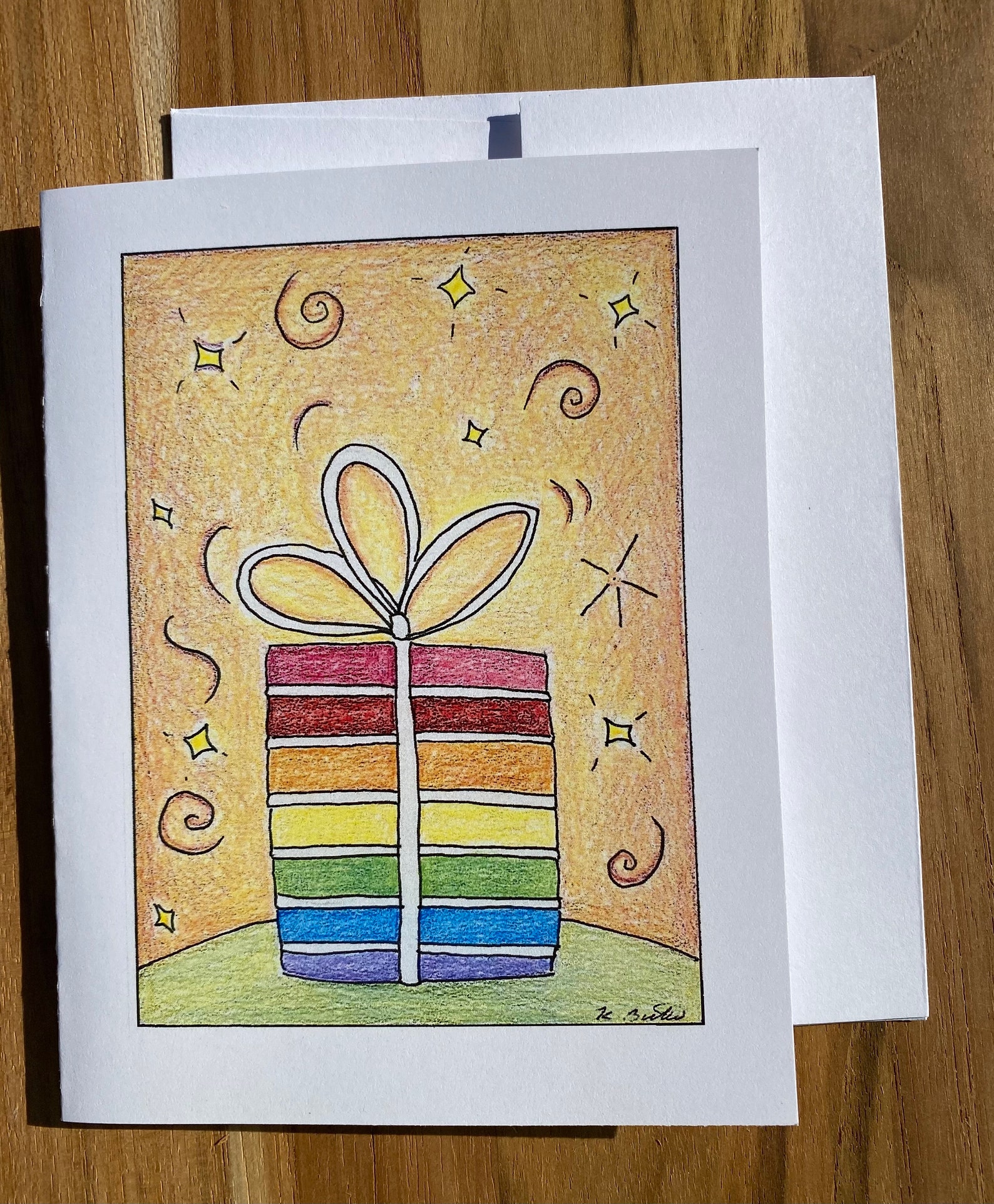 Rainbow Gift, Blank Greeting Card - Etsy