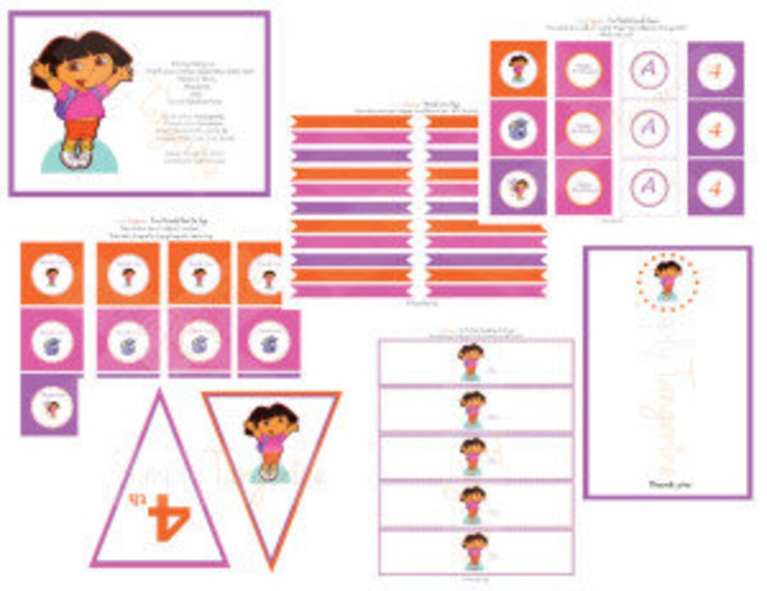 Dora the Explorer Printable Birthday Pack Digital File INSTANT DOWNLOAD ...