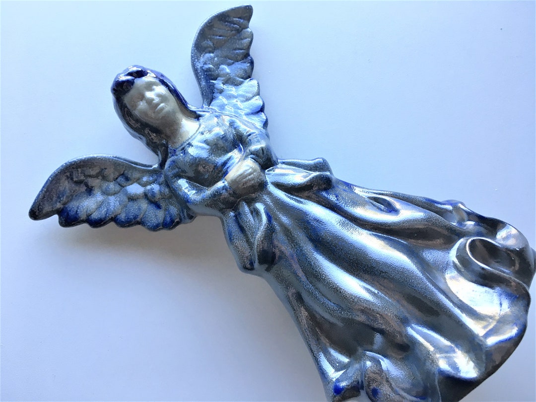 Vintage Ceramic Angel Figurine|blue Angel|guardian Angel|handcrafted ...