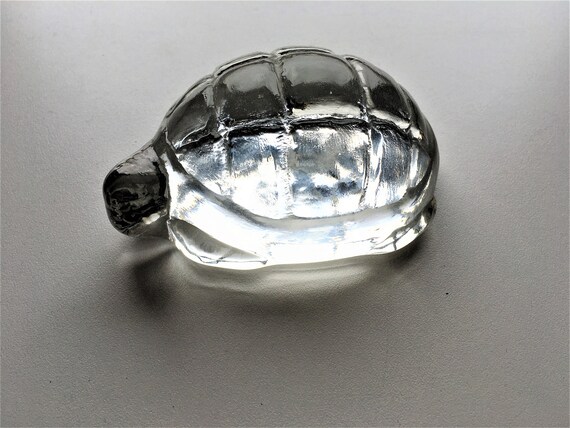Vintage Glass Turtle PaperweightClear Turtle FigurineHome | Etsy