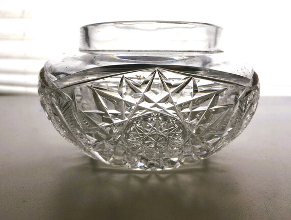 Vintage Cut Crystal Powder Jar|Clear Cut Crystal|Face… - Gem