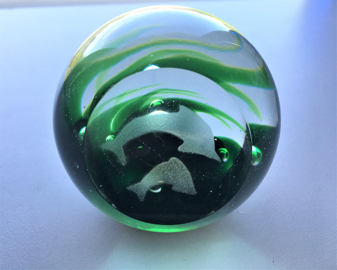 Dolphin Paperweightblown Glass Paperweight With - Etsy