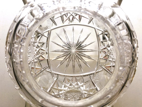 Vintage Cut Crystal Powder Jar|Clear Cut Crystal|Face… - Gem