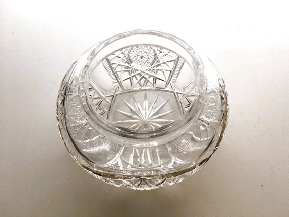 Vintage Cut Crystal Powder Jar|Clear Cut Crystal|Face… - Gem