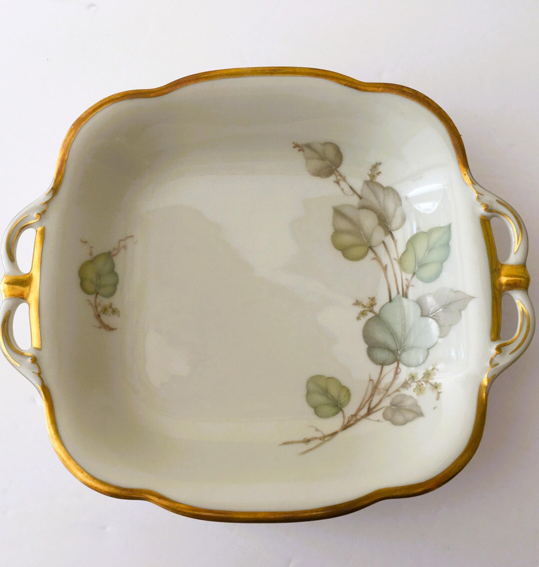 Vintage Hohenberg Porcelain Dish, Hohenberg Fruit Bowl, Sage and Ivory ...