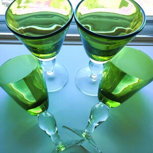 Large Handblown Green Goblets|set of Four|vintage Glassware|home and ...