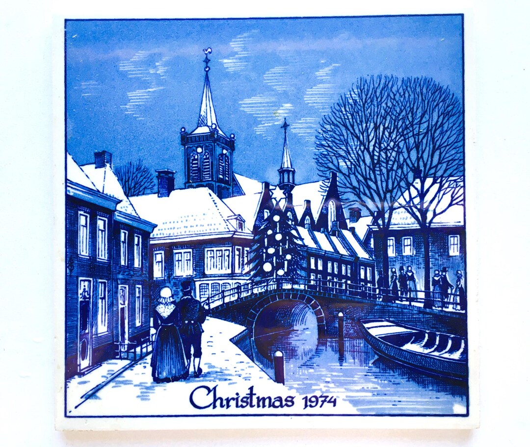 Vintage Delft| Tile, Christmas 1974 Delft Wall Decoration, Collectible ...