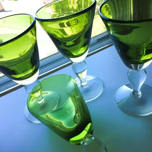 Large Handblown Green Goblets|set of Four|vintage Glassware|home and ...