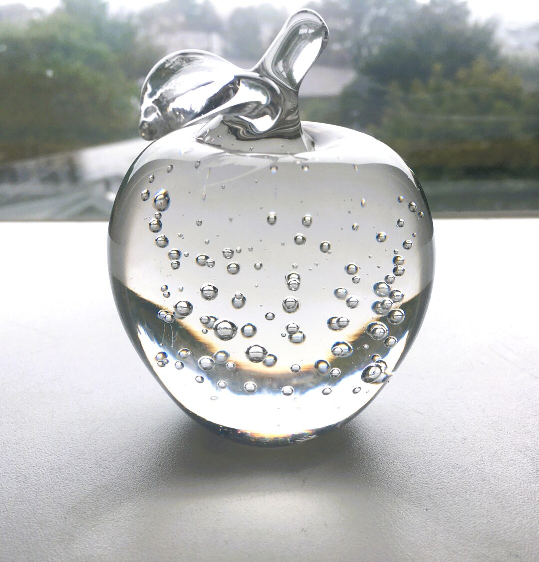 Vintage Glass Apple, Clear With Air Bubbles, Apple Paperweight, Home & Living, Home Decor ...