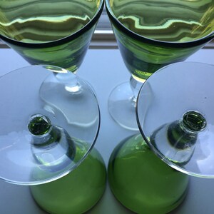 Large Handblown Green Goblets|set of Four|vintage Glassware|home and ...