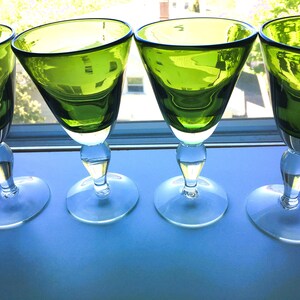 Large Handblown Green Goblets|set of Four|vintage Glassware|home and ...