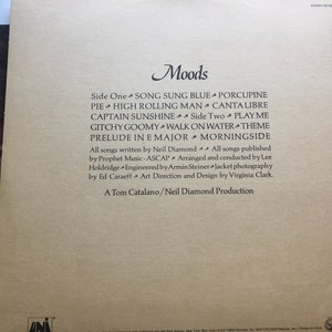 Neil Diamond, Moods, Vintage Record Album, Vinyl LP, 93136, MCA Records ...