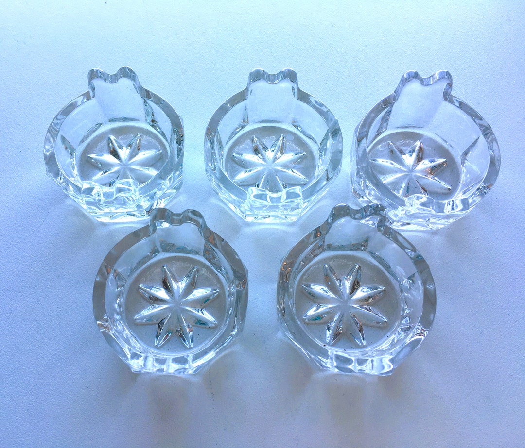 Vintage Crystal Salt Cellars, Set of Five, Starburst Pattern, Mint ...