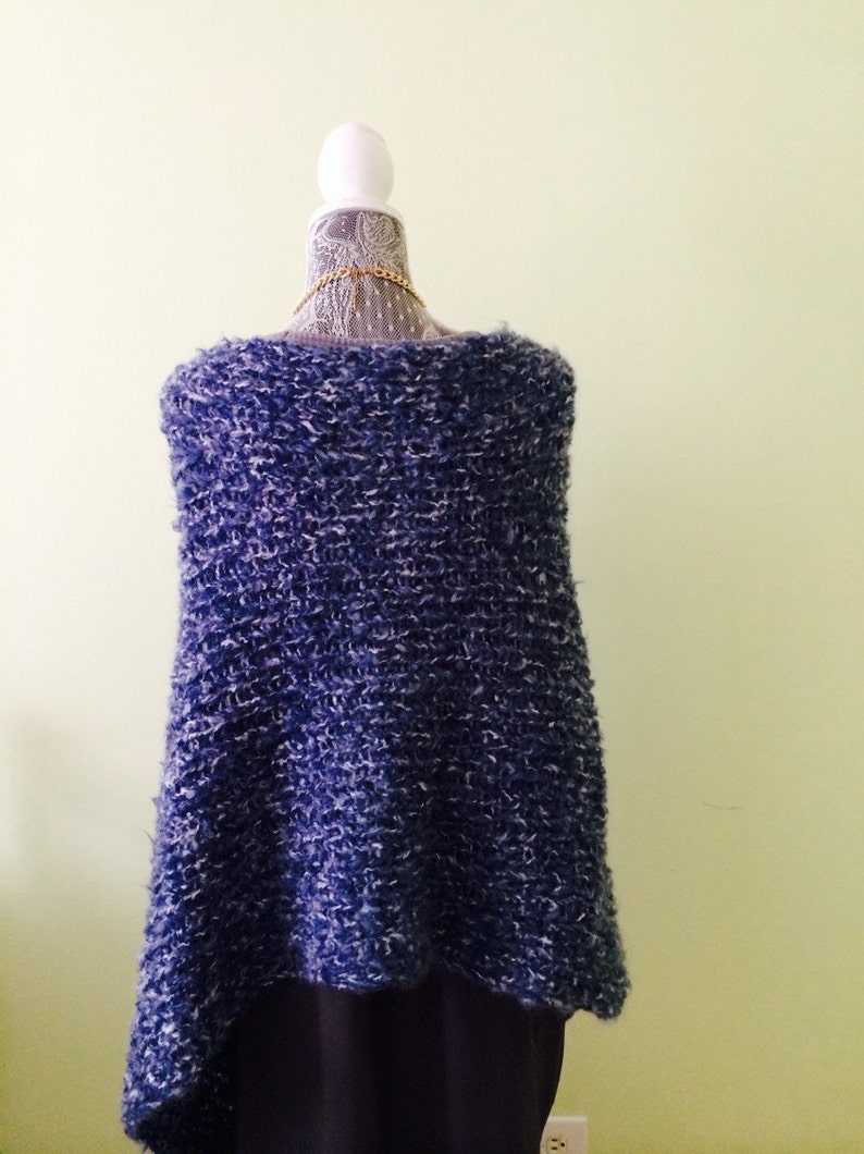 Blue Poncho hand Knit Poncho Lightweight Poncho bulky - Etsy