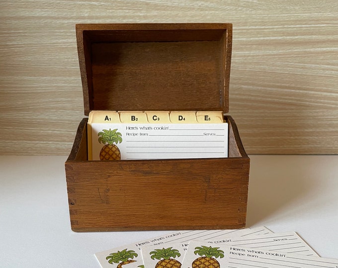 Vintage Oak Wood Recipe Box, Hinged Wood Box - Etsy