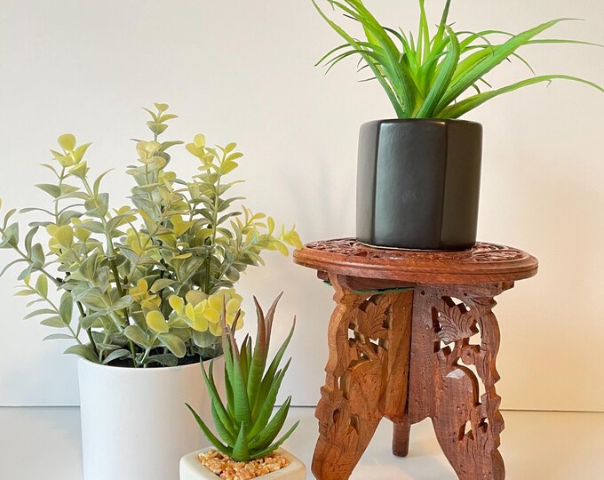 Vintage Wood Carved Plant Stand, Made in India - Etsy