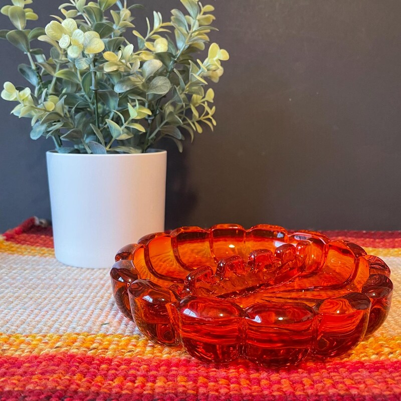 Red Glass Ashtray - Etsy