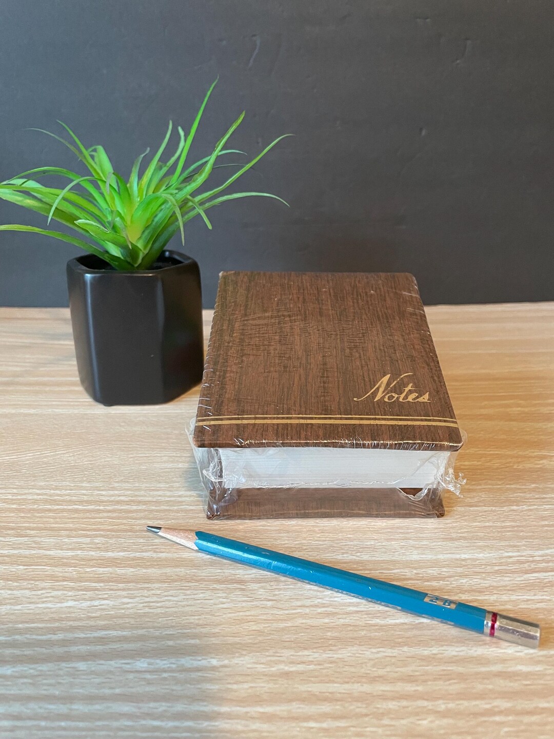 Vintage NOS Note Paper Cube, Faux Wood Cover - Etsy