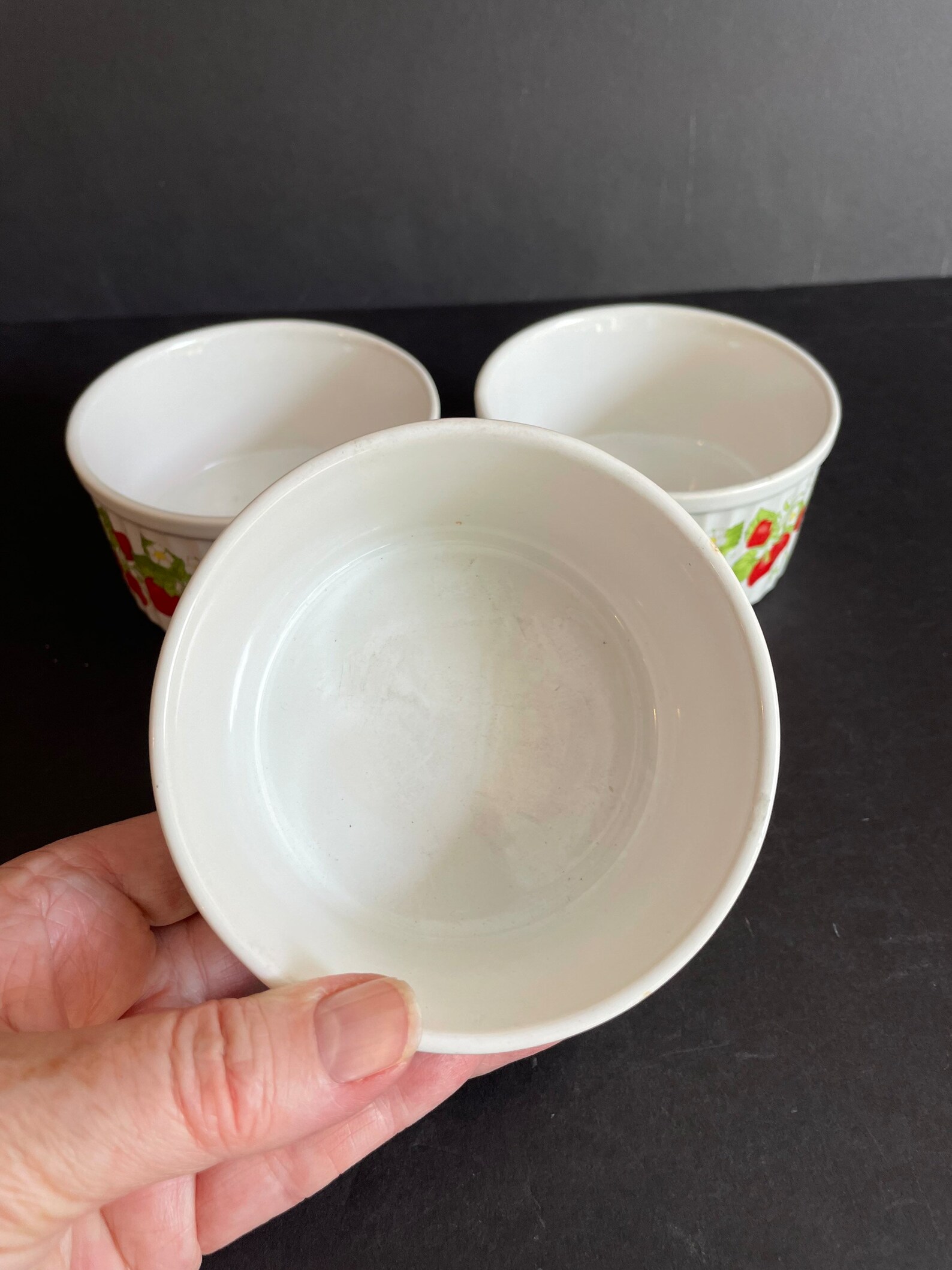 Vintage Strawberry Custard Bowls Set of Three - Etsy