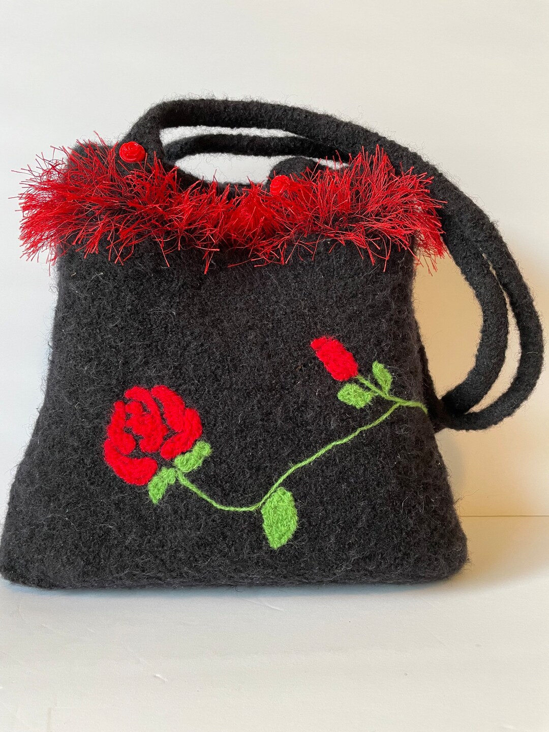 Vintage Handmade Black Felted Wool Purse - Etsy