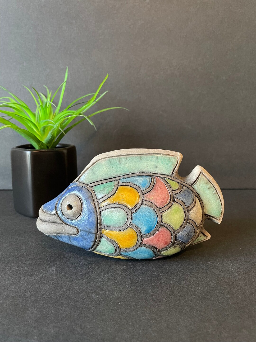 Vintage Mosaic Pottery Koi Fish Decor - Etsy