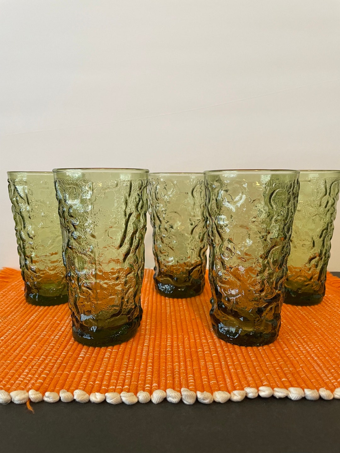 Vintage Lido Milano Green Glassware, Set of Five - Etsy