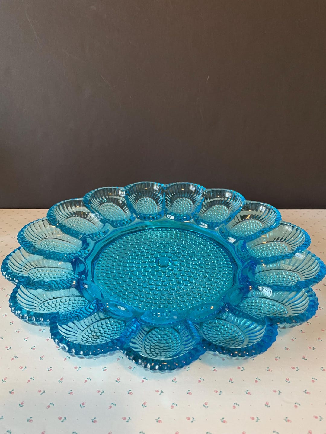 Vintage Hobnail Blue Glass Egg Platter, Deviled Egg Plate - Etsy
