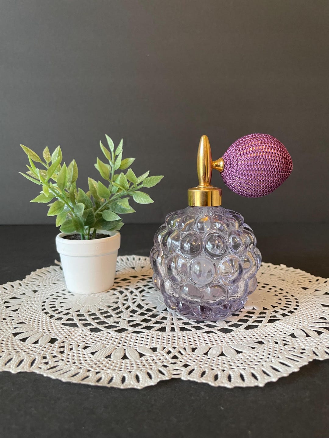 Vintage Purple Perfume Bottle With Atomizer - Etsy