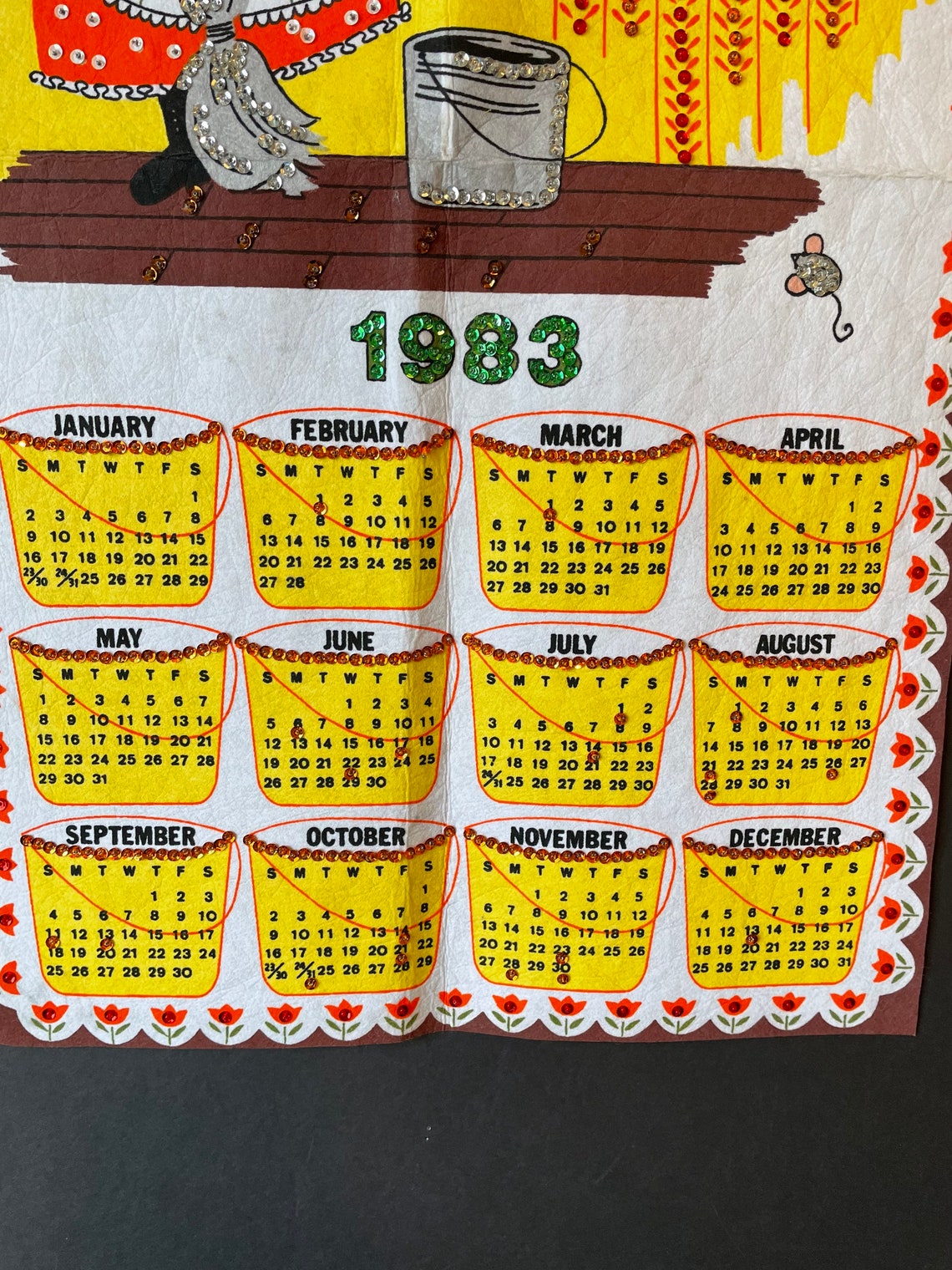 Vintage 1983 Sequins Wall Calendar housework is the - Etsy