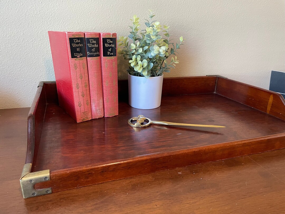 Vintage Large Wood Desk Organizer With Brass Corners Size 23" X 15" - Etsy