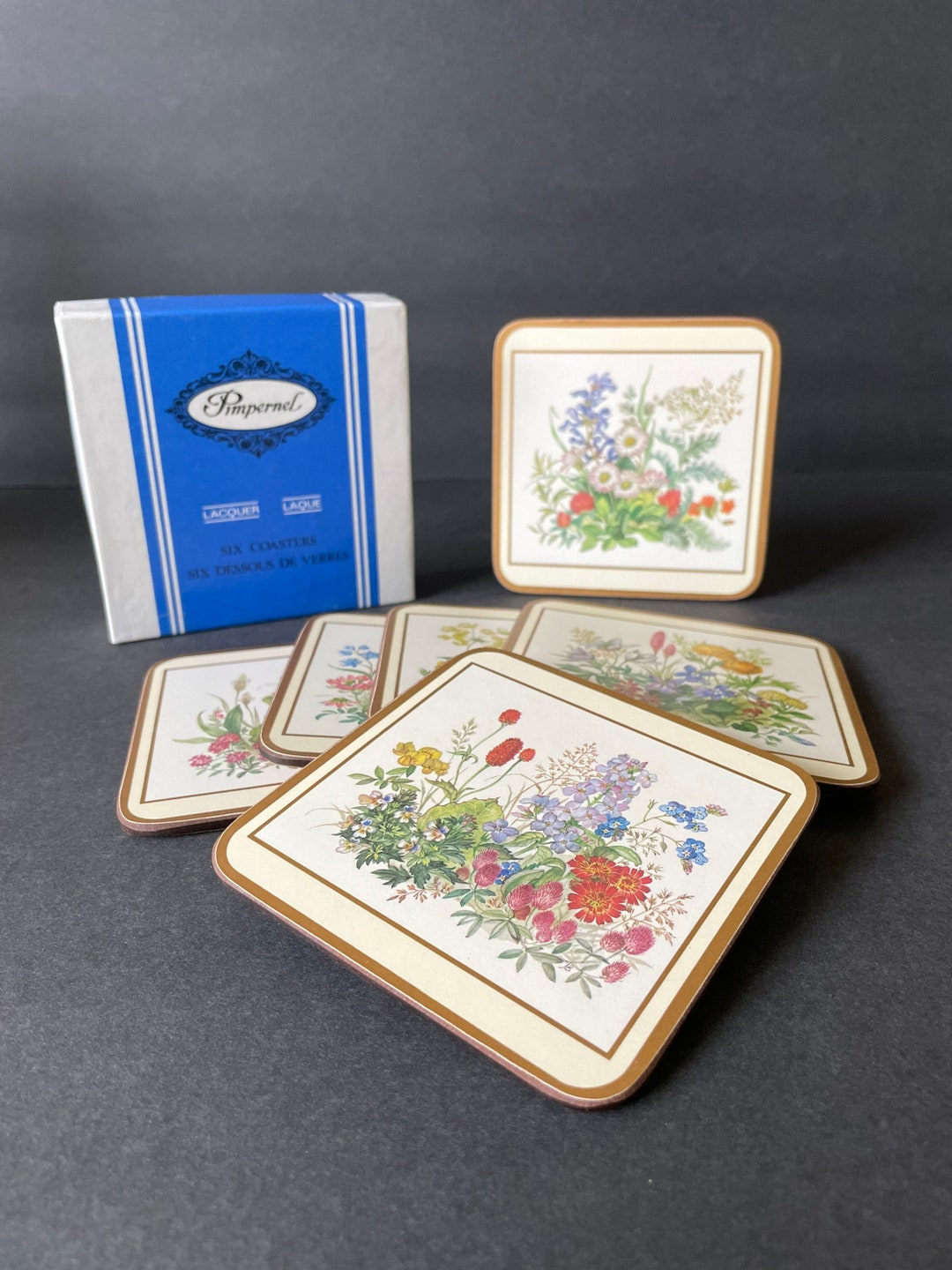 Vintage Pimpernel Floral Coaster Set, Original Box With Six Coasters - Etsy