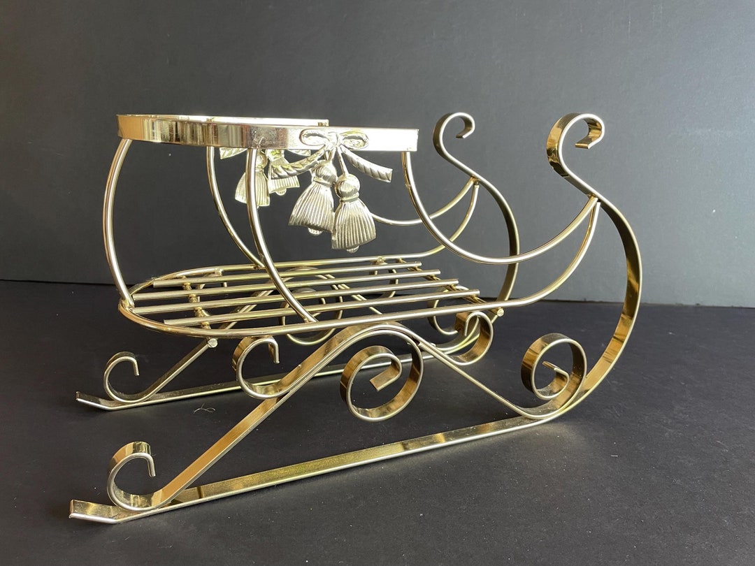 Vintage Gold Metal Christmas Sleigh, Holiday Decor - Etsy