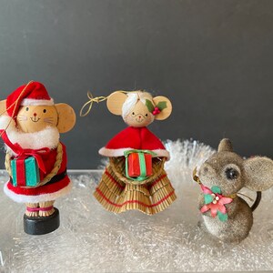 Vintage Wooden Mr & Mrs Claus Christmas Ornaments, Lot of Three ...