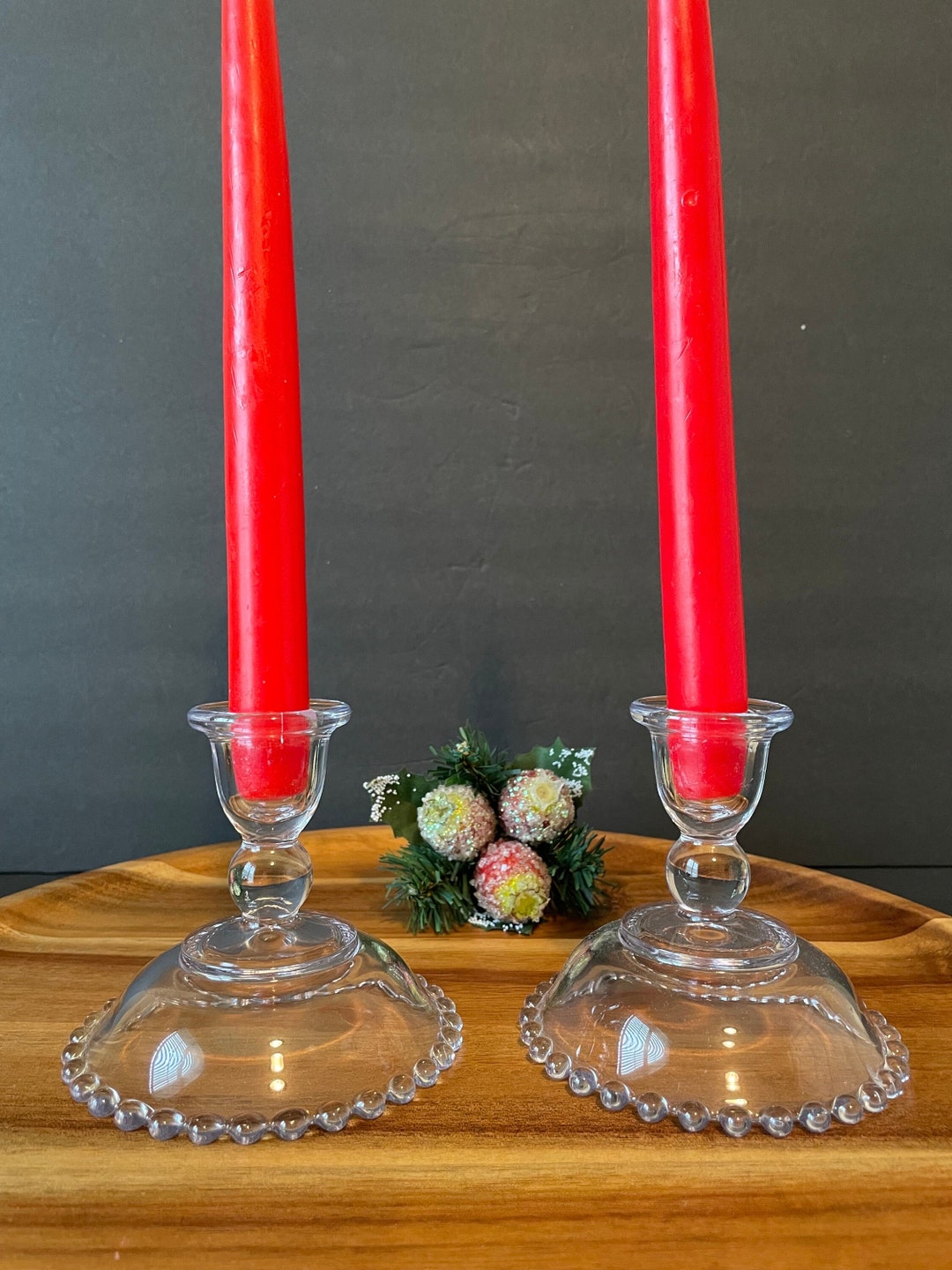 Vintage Candlewick Candlestick Holders, Set of Two - Etsy