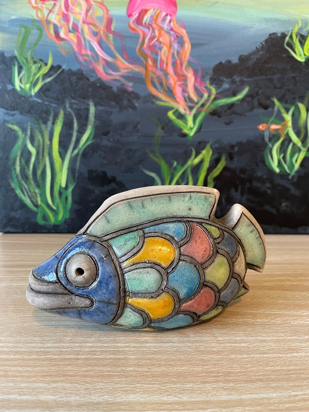 Vintage Mosaic Pottery Koi Fish Decor - Etsy