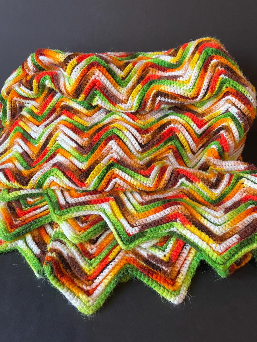 Vintage Handmade Variegated Afghan, Size 45" X 74" - Etsy