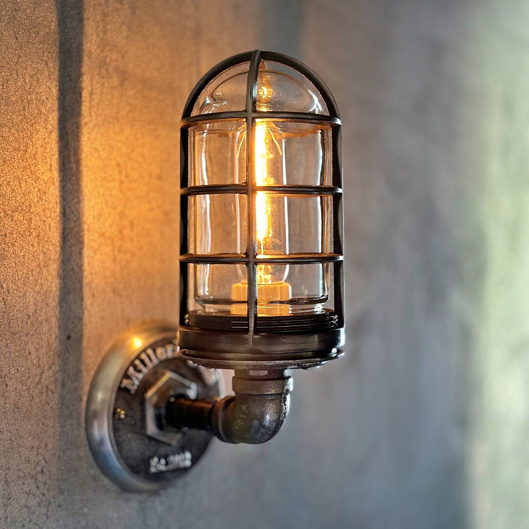Upright Side Lights Bathroom Mirror Wall Lights Industrial Cage ...